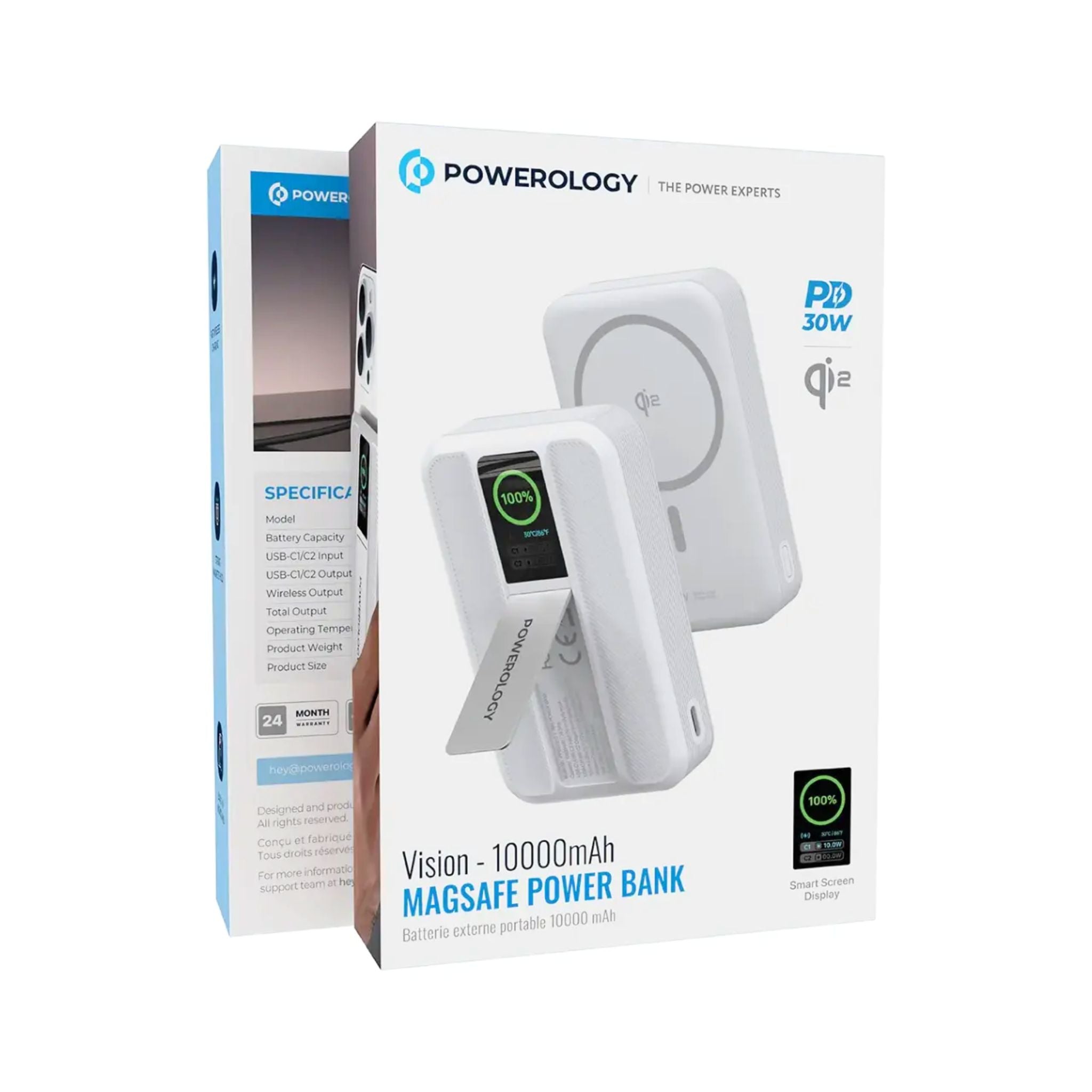 Powerology Vision 10000mAh MagSafe Power Bank with PD 30W, Qi2 Technol ...