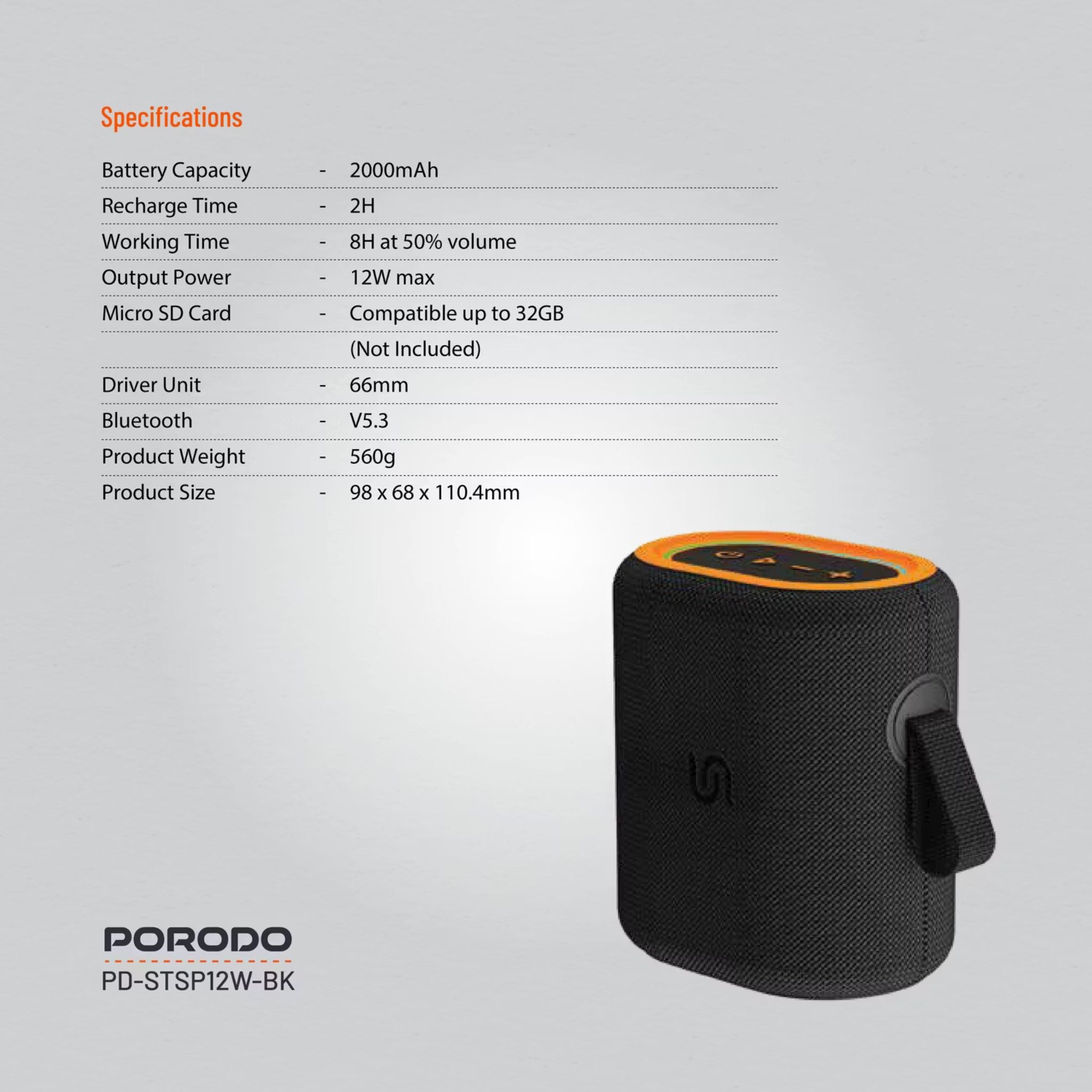 Porodo Soundtec Rave portable speaker delivers powerful 12W sound with ...