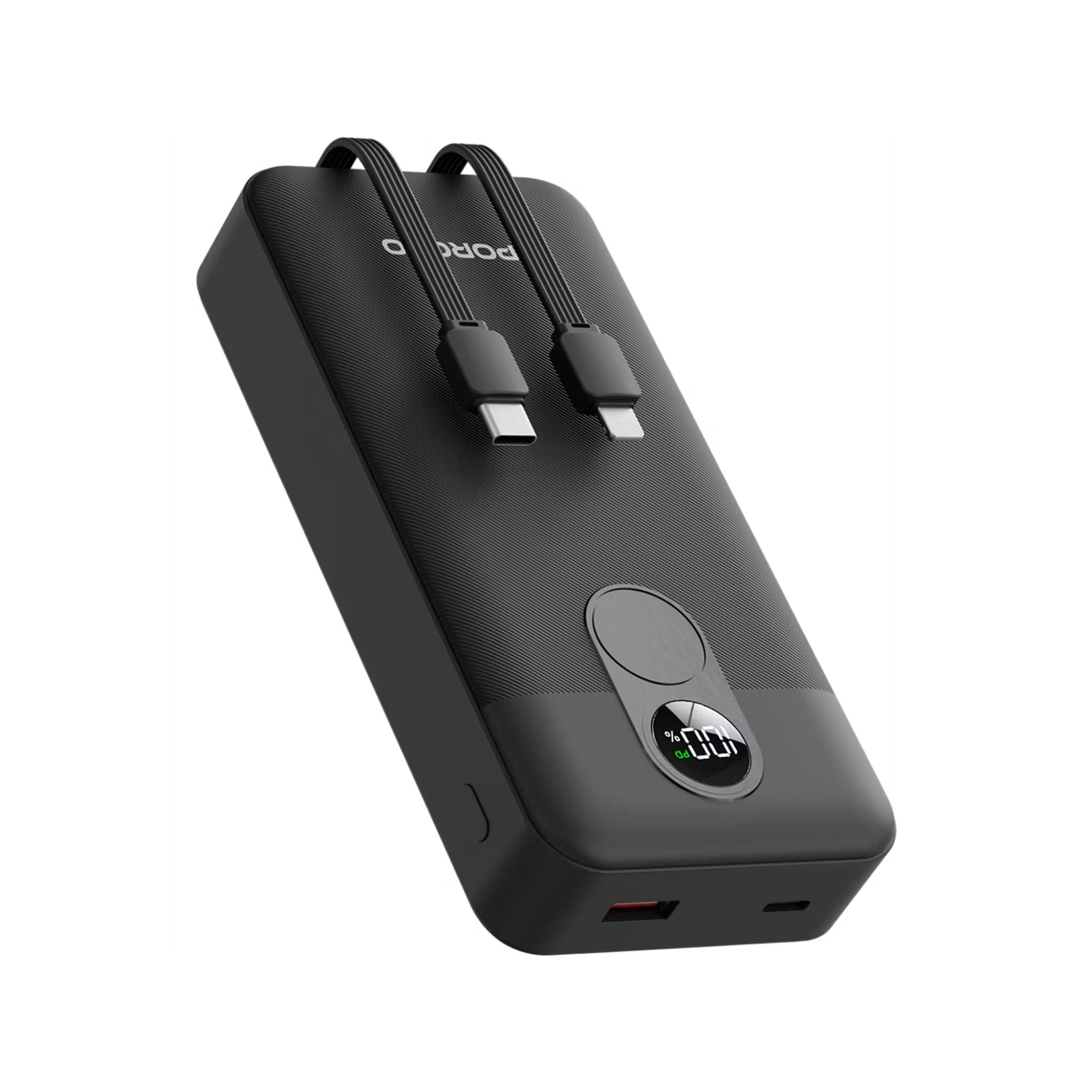 Porodo 20000mAh Power Bank with Built-in Type-C & Lightning Cables, 22 ...