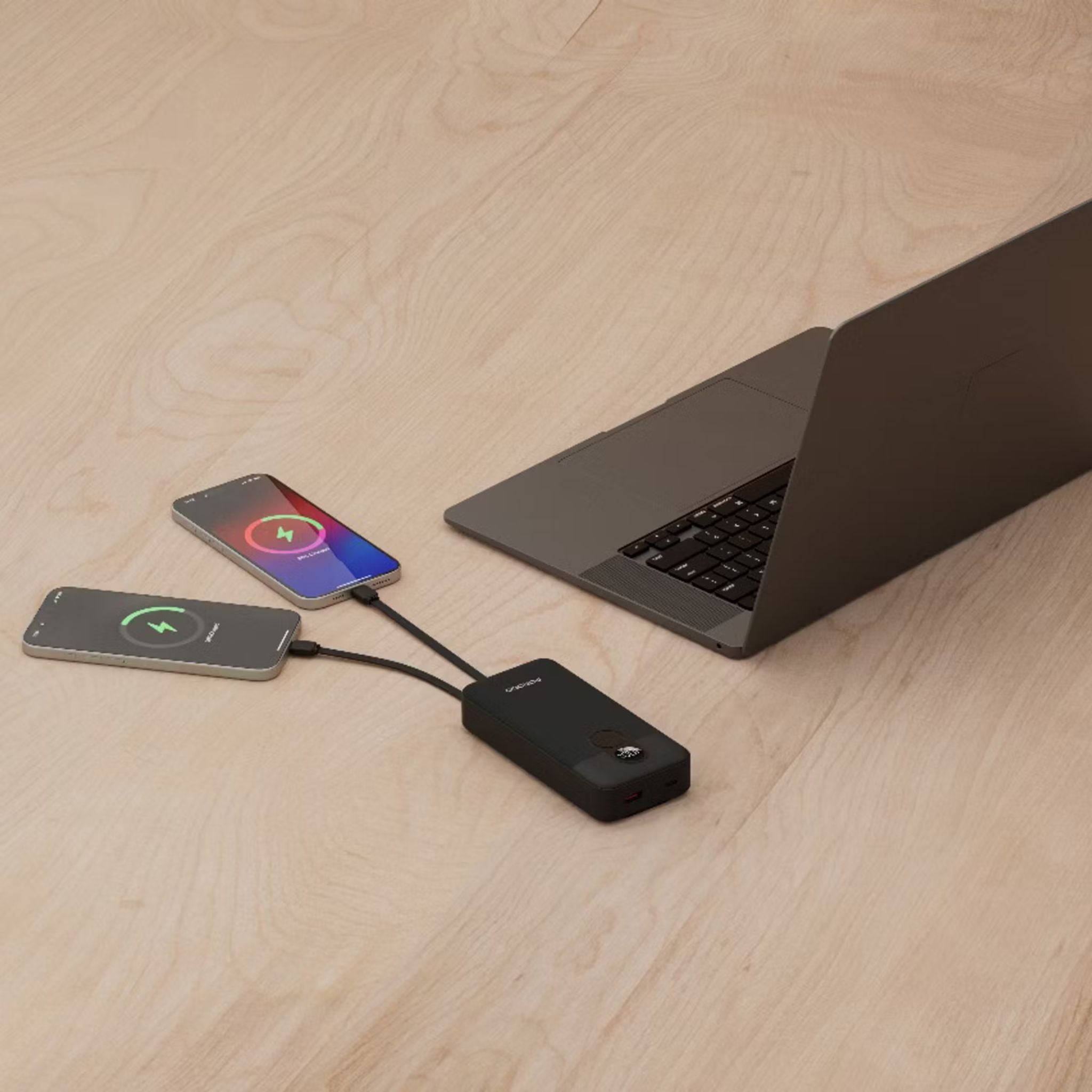 Porodo 20000mAh Power Bank with Built-in Type-C & Lightning Cables, 22 ...