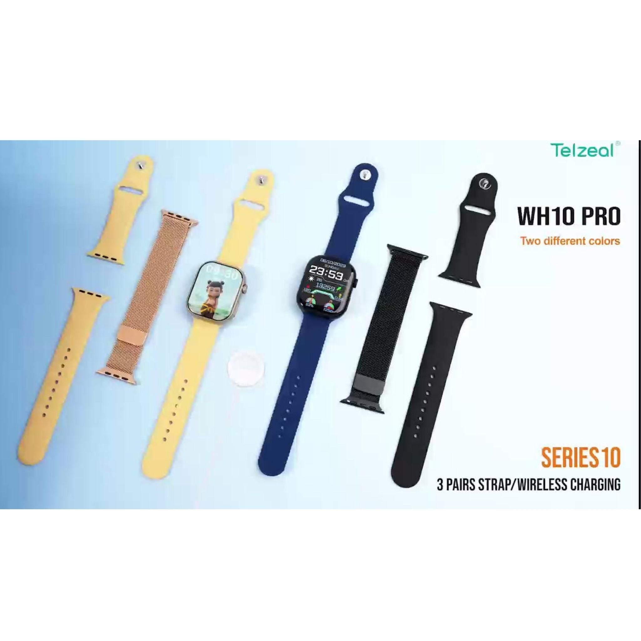Telzeal WH10 PRO Series 10 Smartwatch Waterproof with 3 Strap Options ...