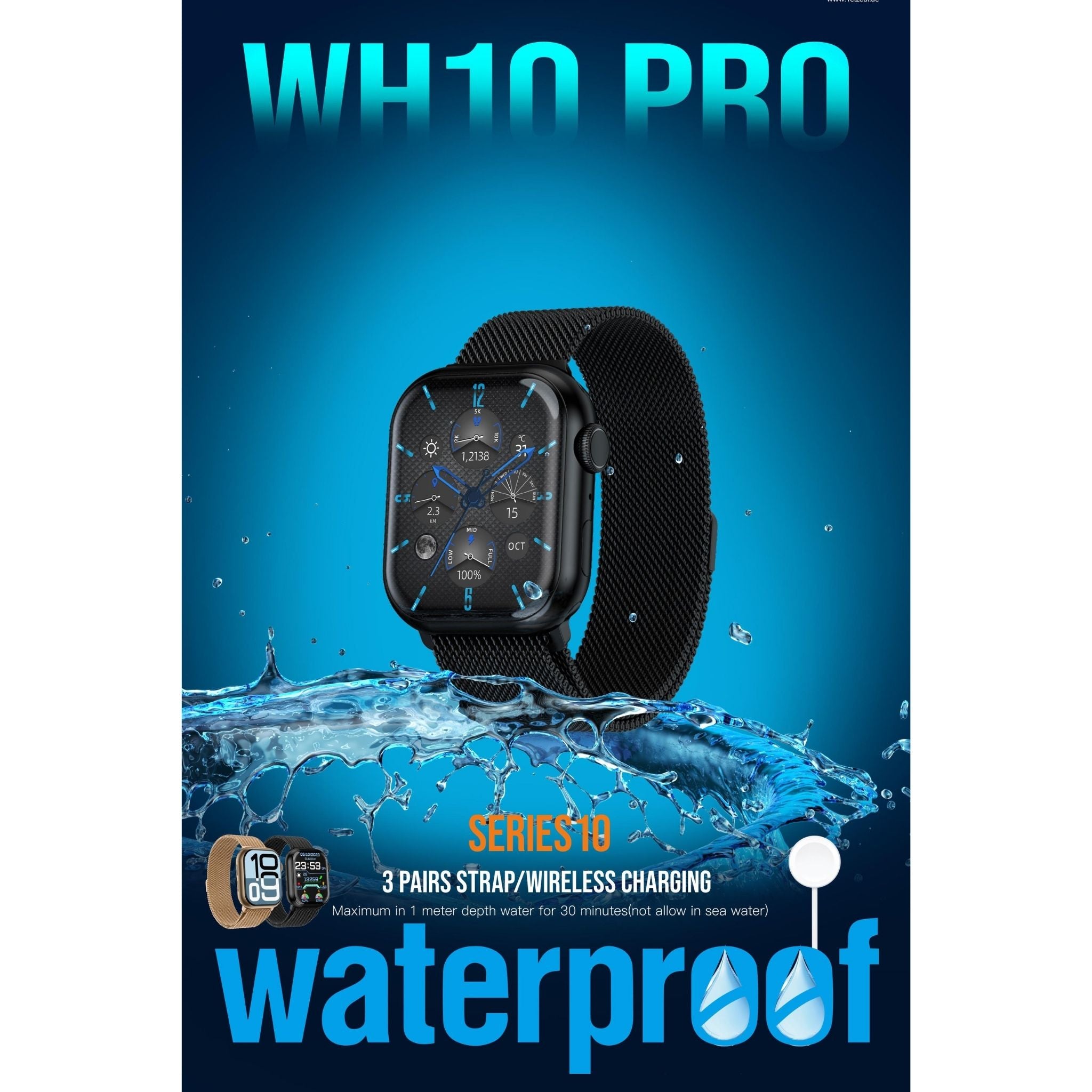 Telzeal WH10 PRO Series 10 Smartwatch Waterproof with 3 Strap Options ...