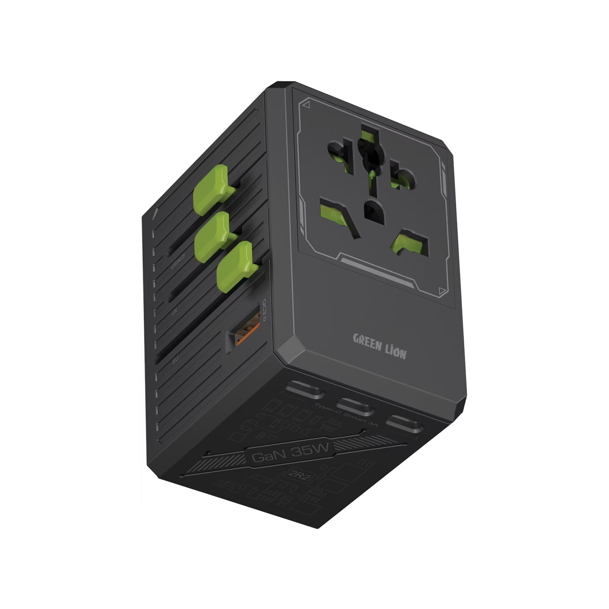 Green Lion GaN Adapter 6-in-1 & 2-in-2 Cable, PC Flame Retardant & Cop ...