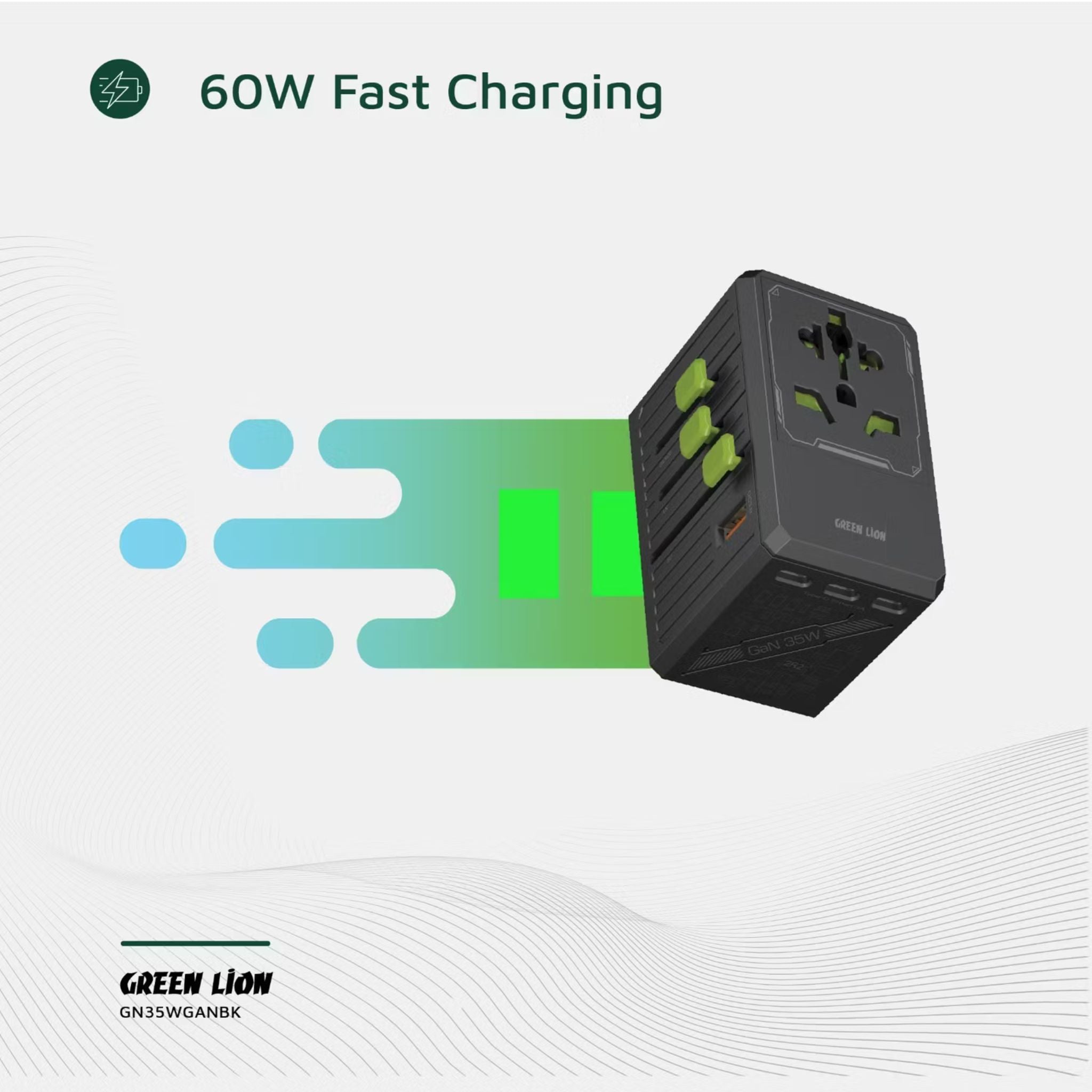 Green Lion GaN Adapter 6-in-1 & 2-in-2 Cable, PC Flame Retardant & Cop ...